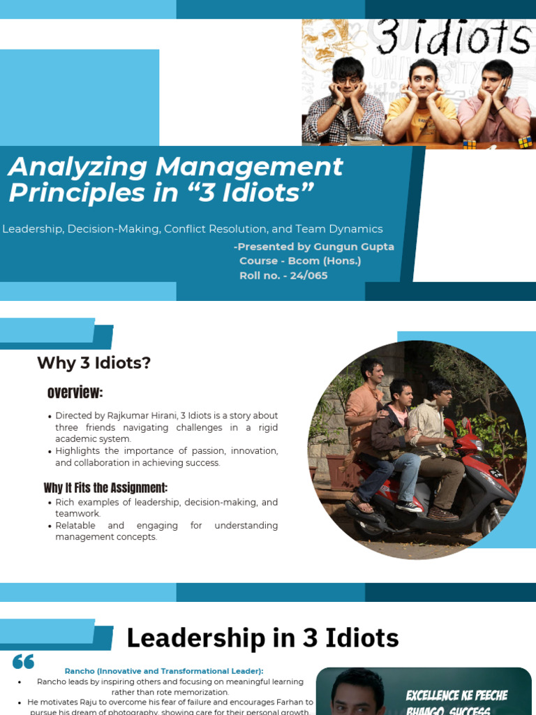 Analyzing Management Principles in 3 Idiots | PDF | Leadership | Creativity