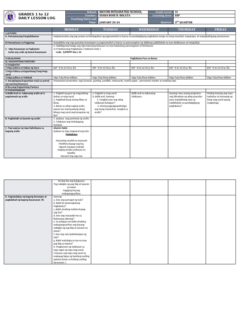DLL - Esp 6 - Q3 - W4 | PDF