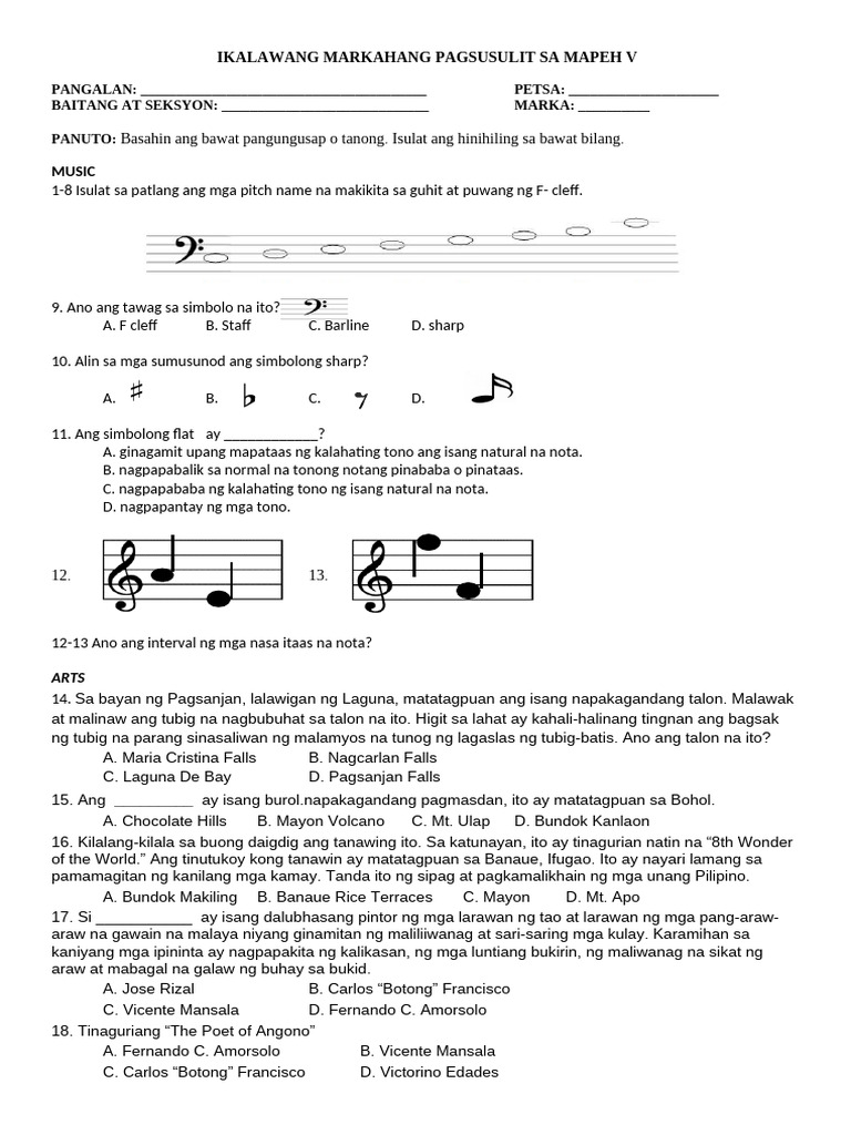 PT - Mapeh 5 - Q2 | PDF