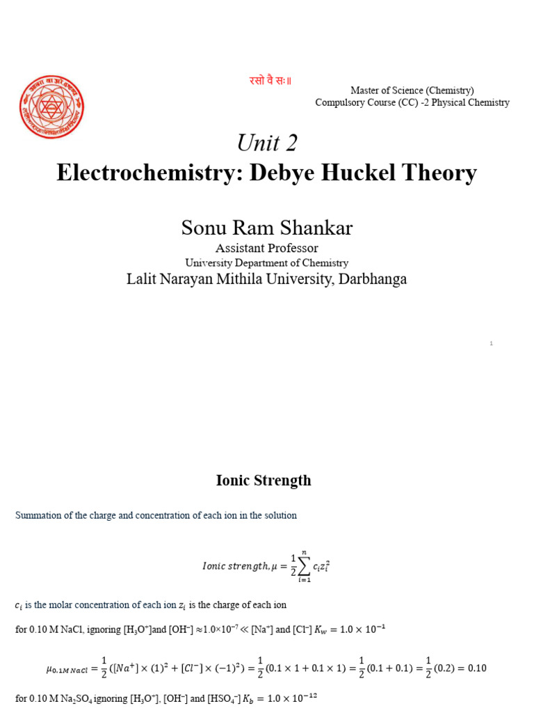 Debye Huckel Theory | PDF | Applied And Interdisciplinary Physics ...
