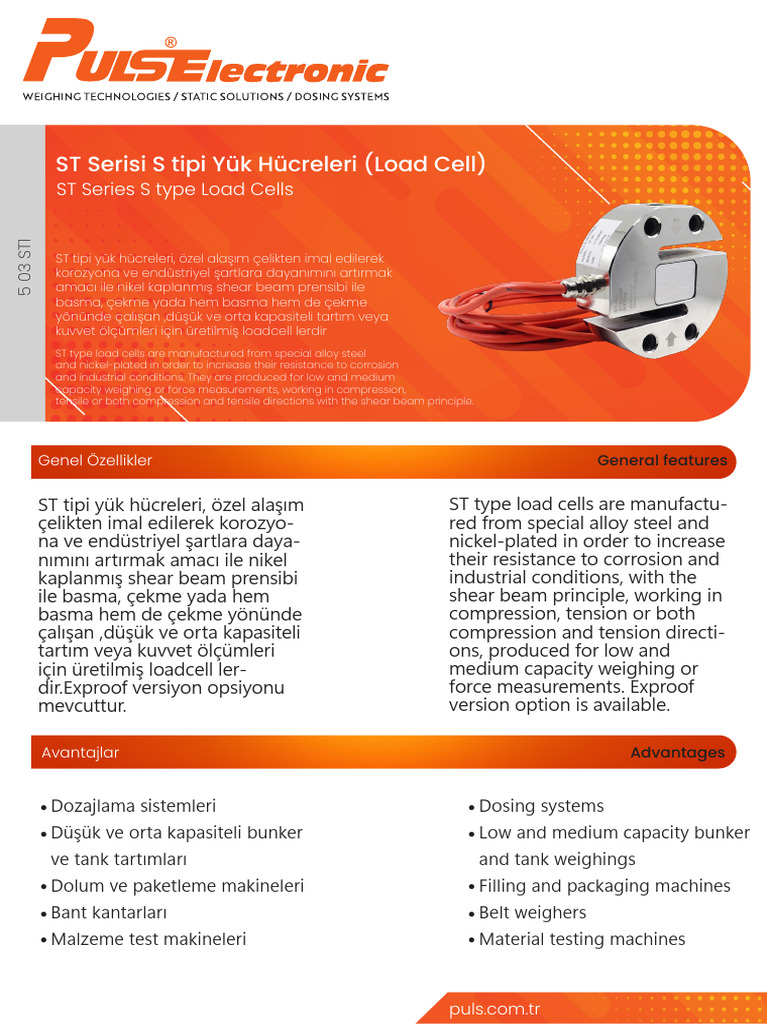 Loadcell Yuk Hucresi ST Serisi S Tipi Yuk Hucreleri Load Cell | PDF