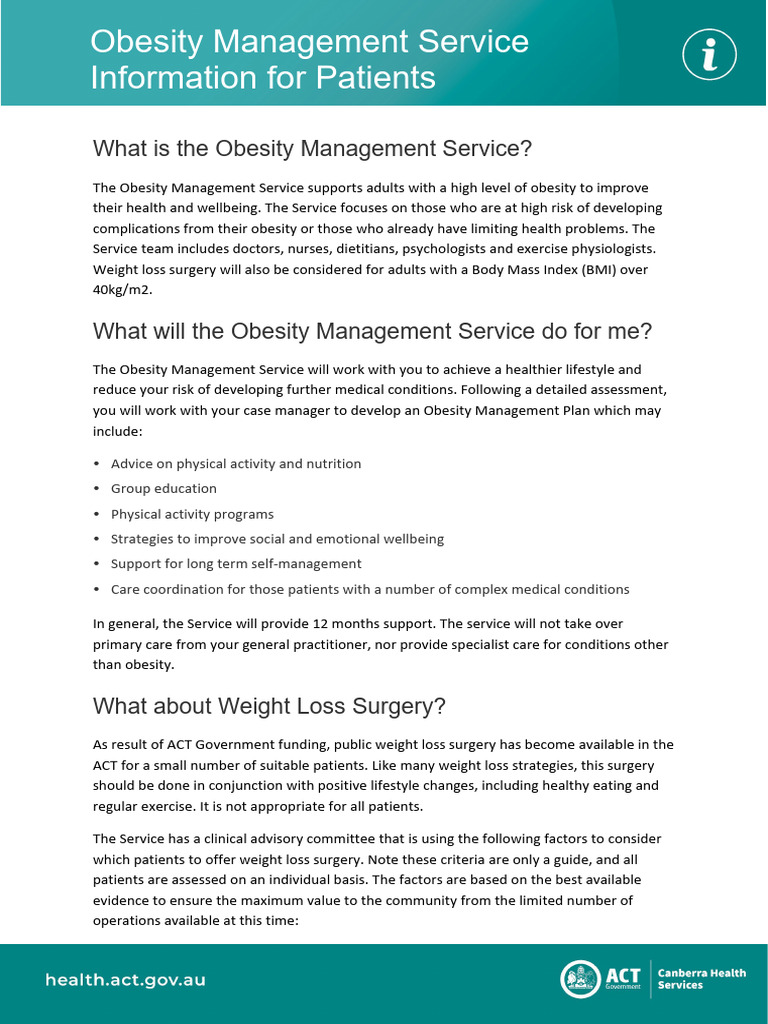 Multidisciplinary Obesity Management Service | PDF | Weight Loss | Obesity