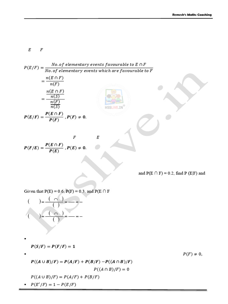 Hsslive Xii Maths CH13 PROBABILITY | PDF | Probability Distribution | Random Variable