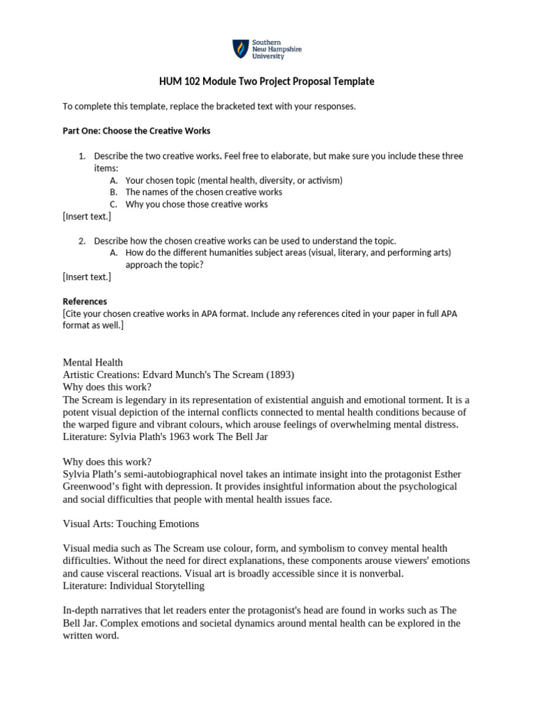 HUM 102 Module Two Project Proposal Template | PDF