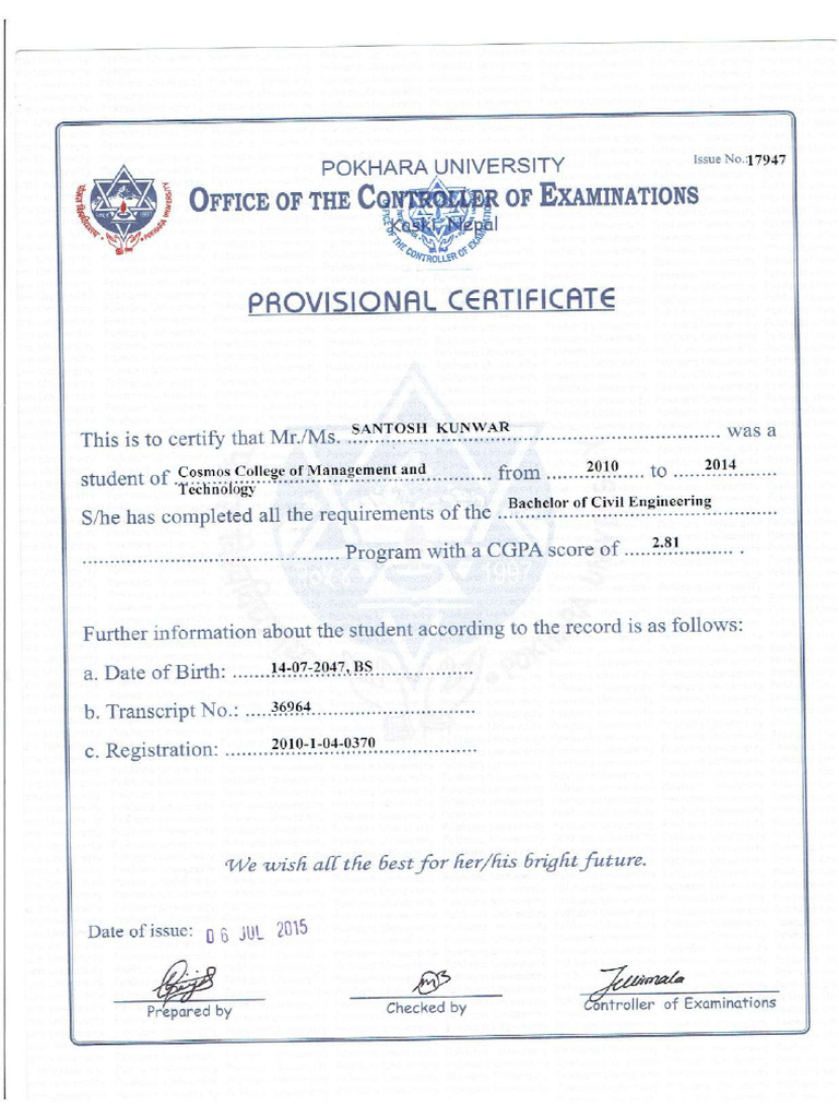 Character Certificate-5 | PDF