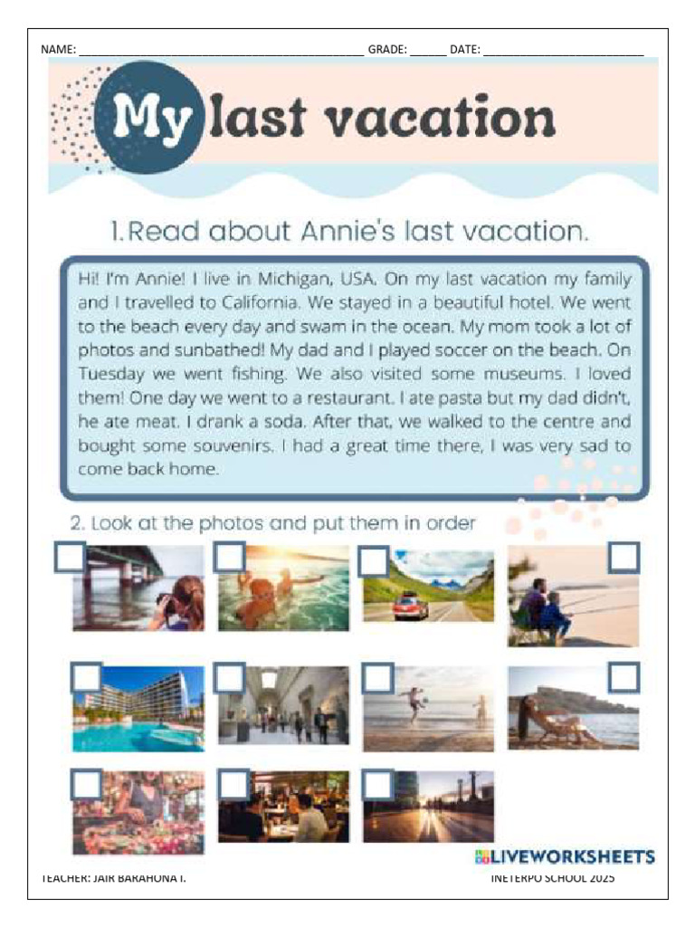 Vacation Reflection Worksheet 2025 | PDF