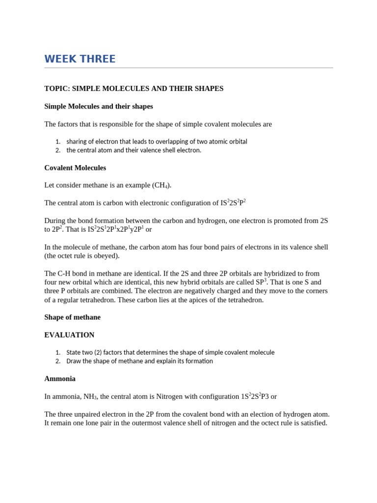 Week 3 Chemistry | PDF | Crystal | Chemical Bond
