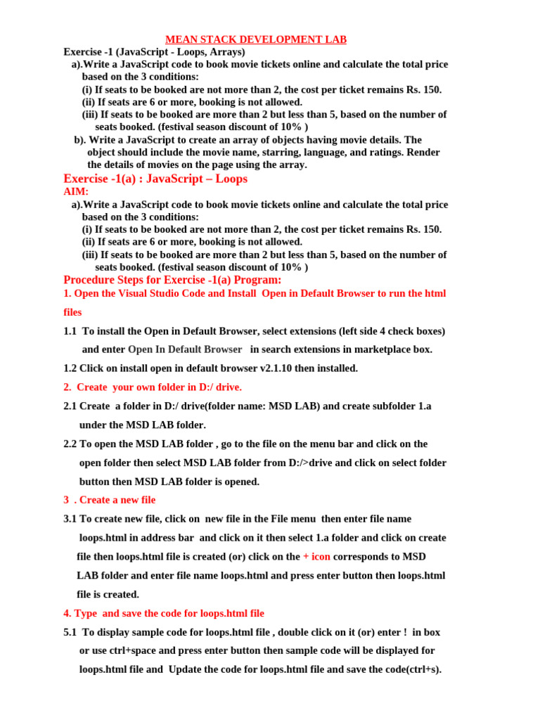 Exercise-1 MSD Lab Programs | PDF | Java Script | Computer File