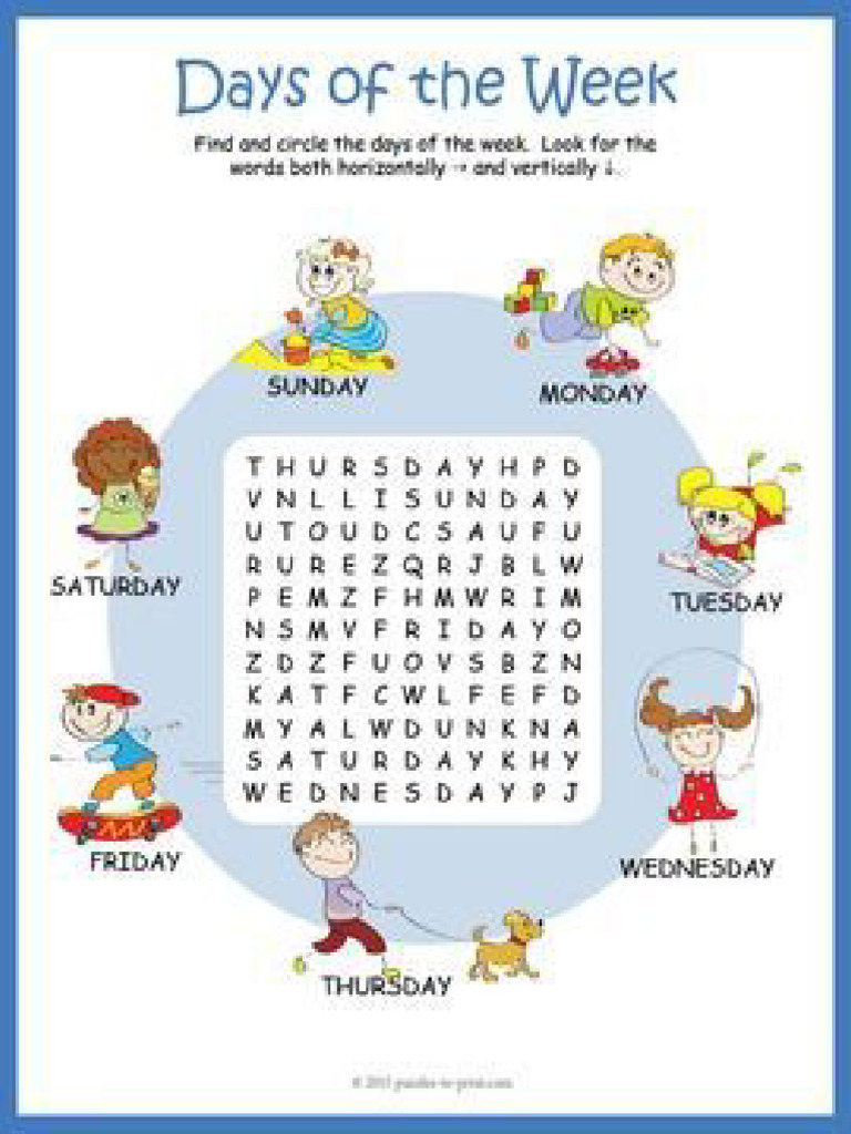 Days of The Week Puzzle | PDF