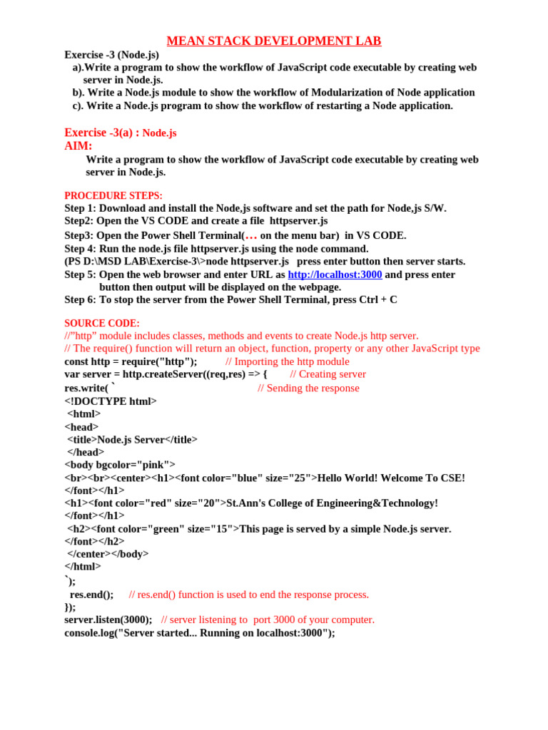 Exercise-3 MSD Lab Programs | PDF | Java Script | Computing
