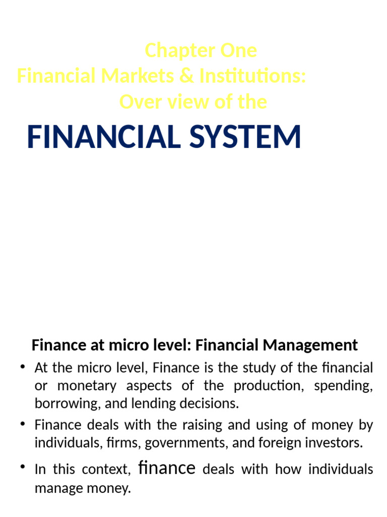 FMI Chapter One | PDF | Financial Markets | Securities (Finance)