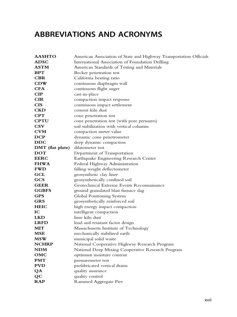 Abbreviations and Acronym - 2015 - Soil Improvement and Ground ...