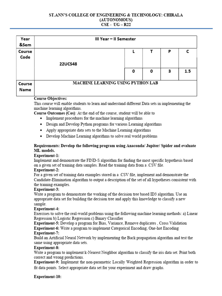 ml syll | PDF | Machine Learning | Statistical Classification