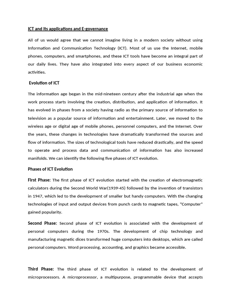 ICT and Its Applications | PDF | Information And Communications ...