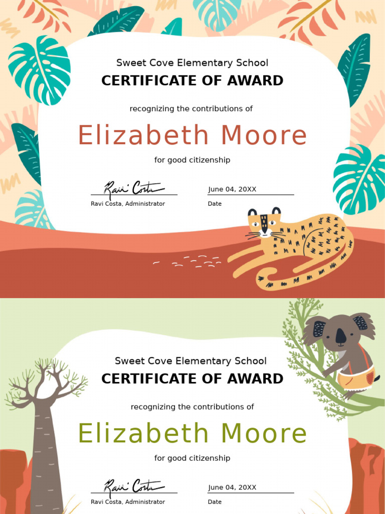 Elementary School Award Certificate | PDF