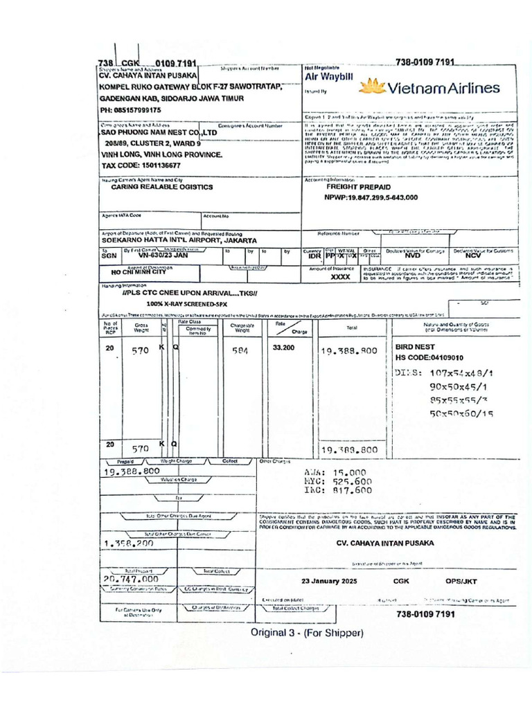 REVISED MAWB 738-0109 7191 | PDF
