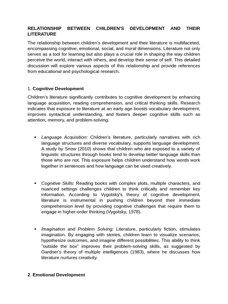 Children's Literature and Development | PDF | Morality | Cognition