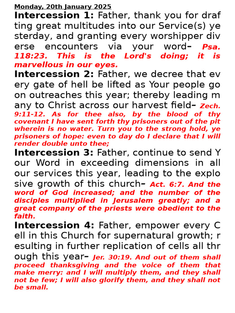 21 Days of Prayer Intercessions 2025 | PDF