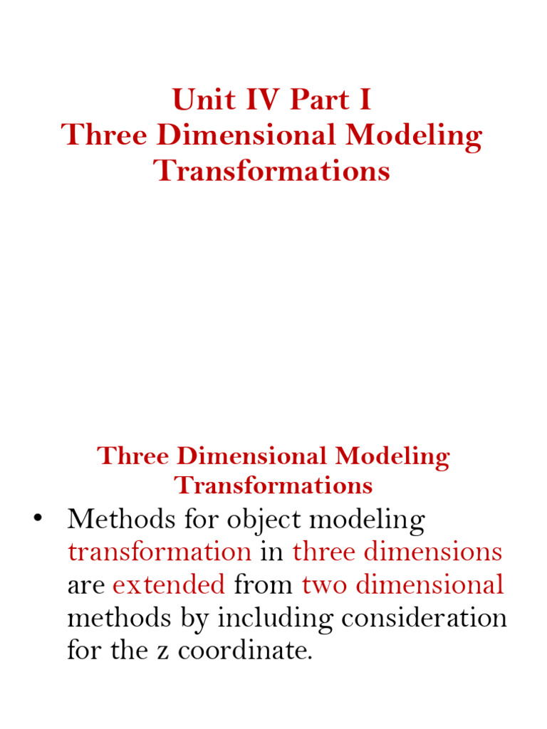 Chapter Iv 3d Transformations Pdf Cartesian Coordinate System Rotation