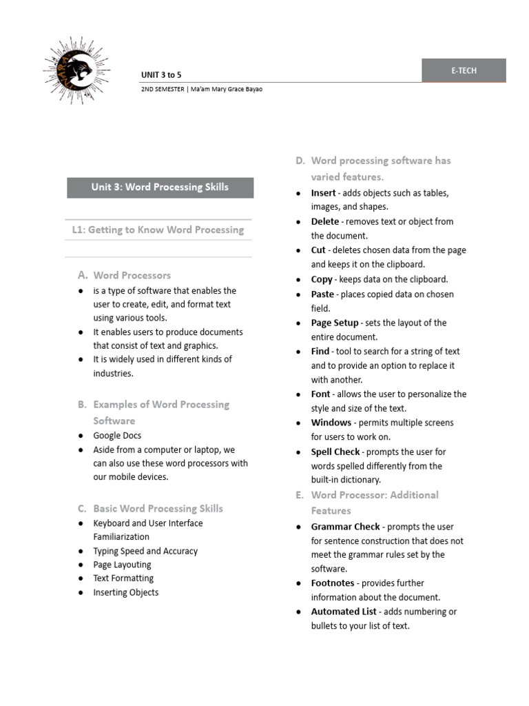 etech reviewer | PDF | Spreadsheet | Microsoft Excel