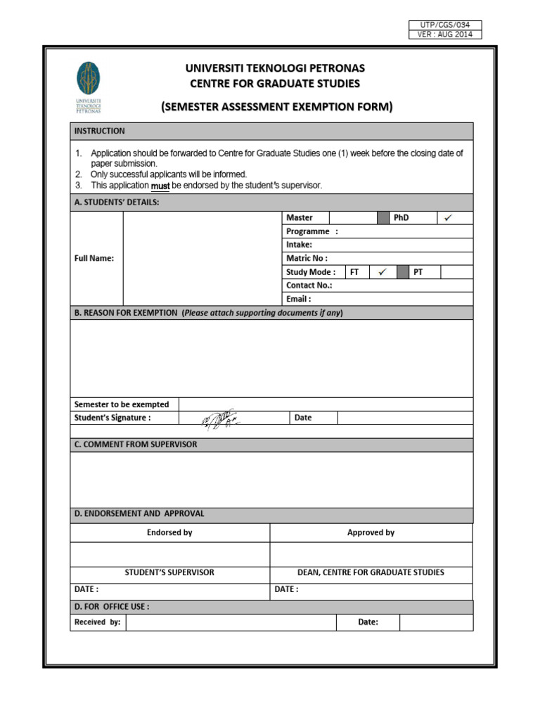 Exemption Assessment Form CGS 034 (1) | PDF