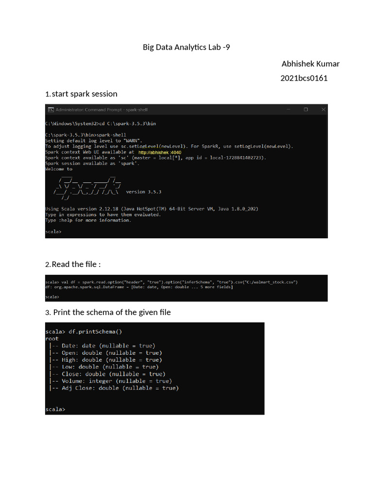 Big Data Lab 9 13th Oct | PDF