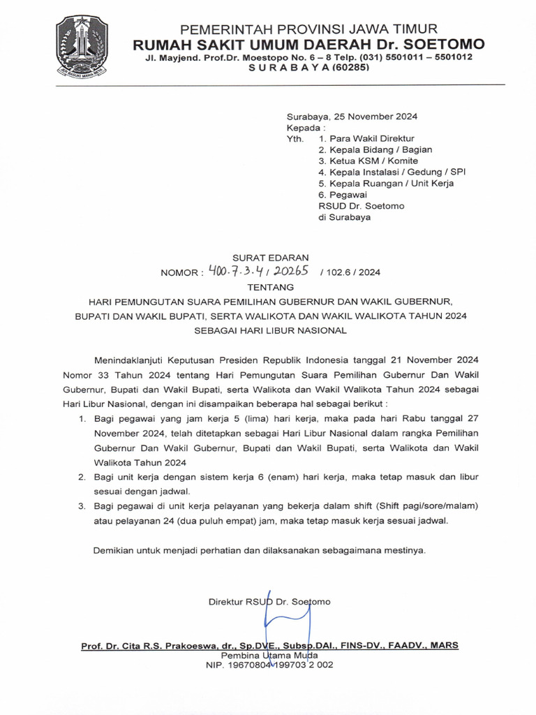 Se Libur Nasional Pilkada 27 November 2024 | PDF
