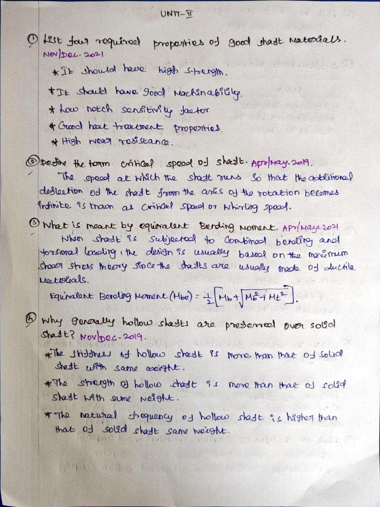 DME Unit-2_2 Marks With Answer | PDF