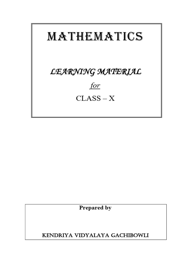 M L Study Material Class 10 Maths by ERS Prasad Sir | PDF | Factorization | Circle