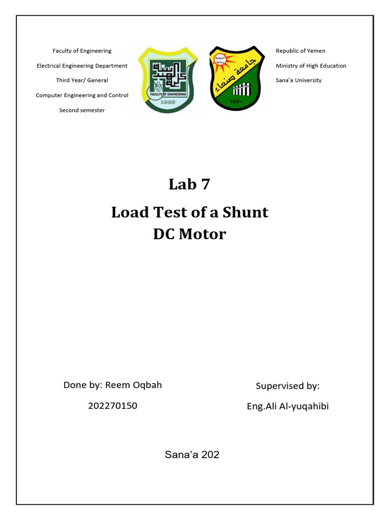 Load test of a shunt DC motor | PDF | Electric Motor | Electrical ...