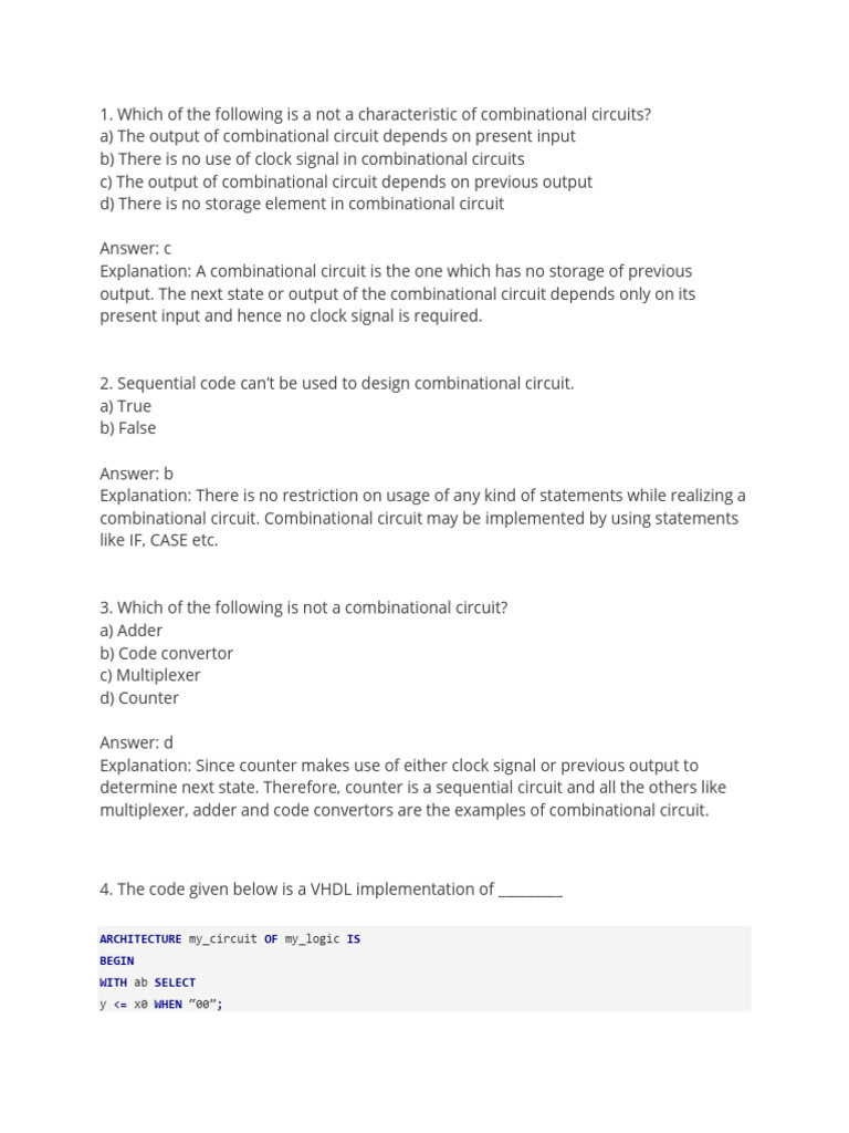 Exam Combinational Circuits Building Blocks | PDF | Electrical Circuits | Computer Science