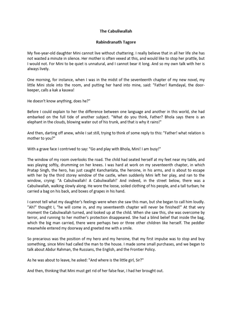 English II - Unit II - The Cabuliwallah | PDF