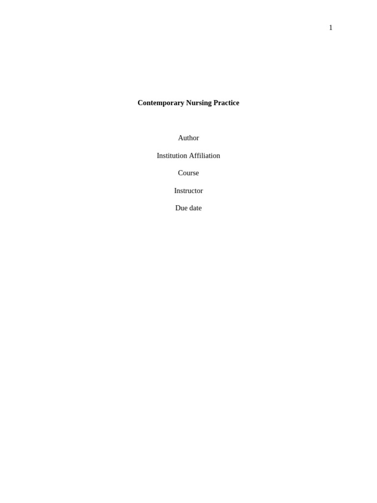 Contemporary Nursing Practice | PDF | Nursing | Evidence Based Medicine