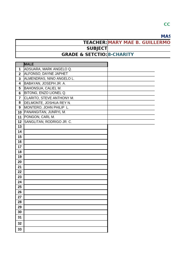 Grade 8 Charity Master Grades 2022-2023 | PDF