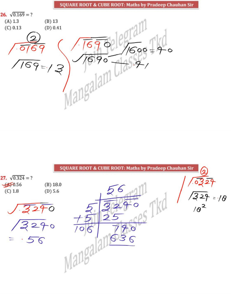 SQUARE ROOT & CUBE ROOT (13102024) | PDF