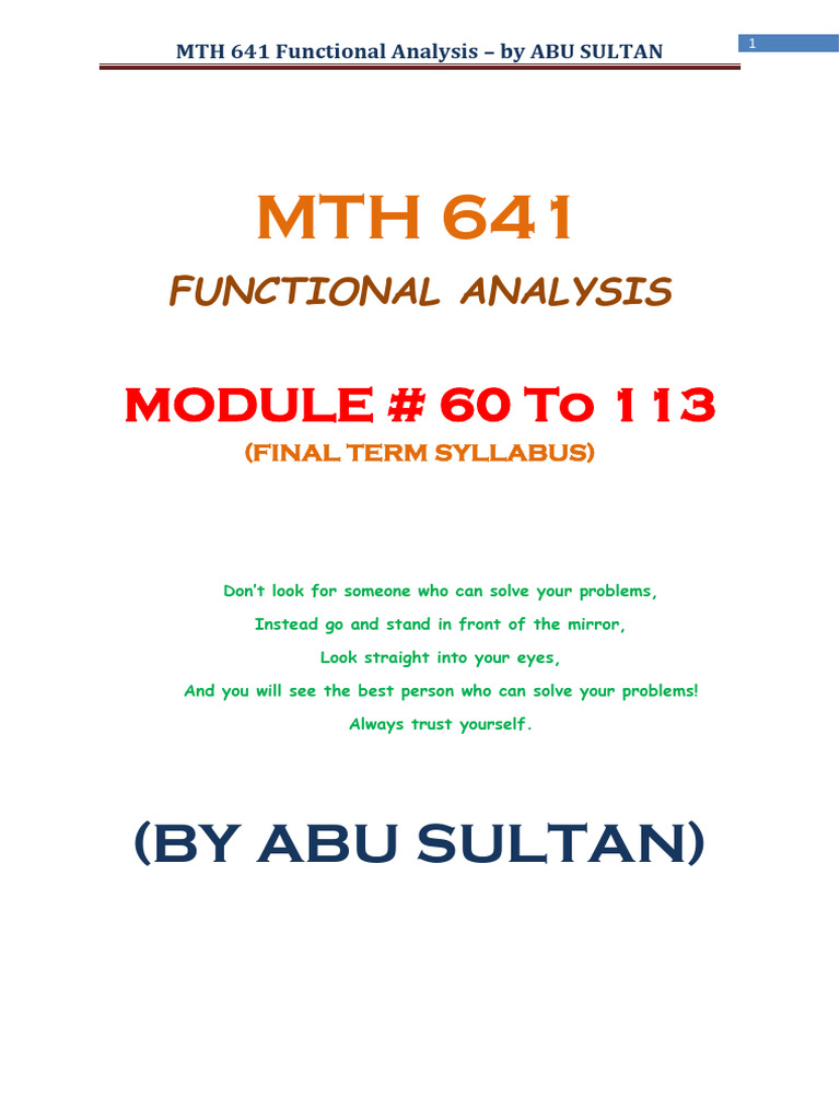MTH641 Mid Term Handouts-171-197 | PDF | Operator (Mathematics) | Banach Space