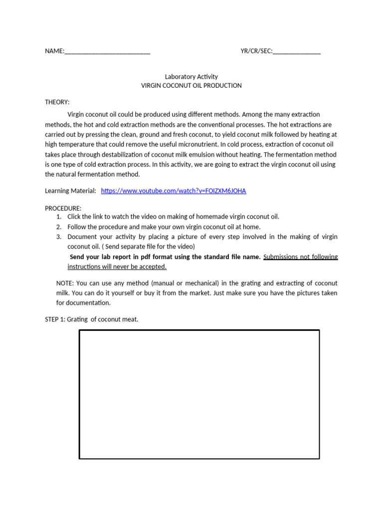 Virgin Coconut Oil Production Methods | PDF