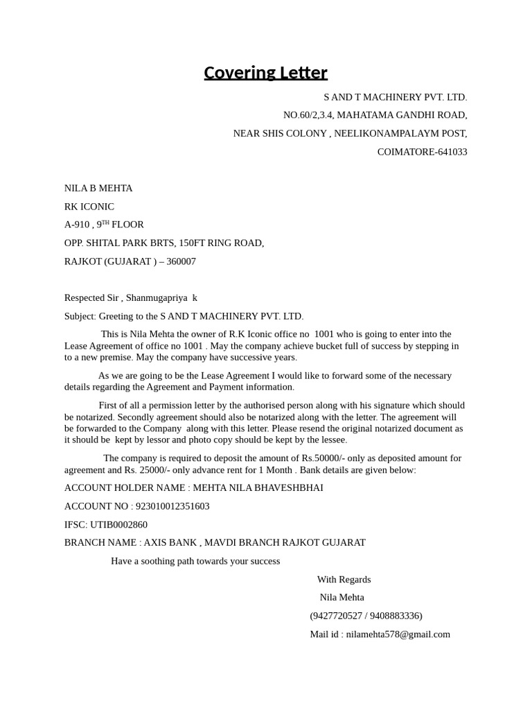 Covering Letter | PDF