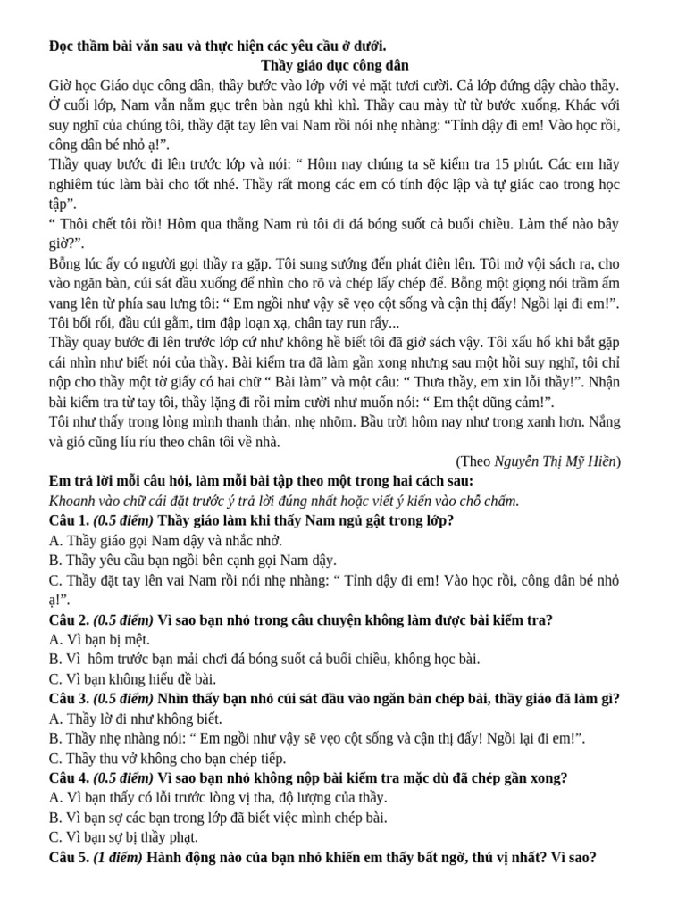 Lớp 3 - CK1 - Tiếng Việt (2 Đề) | PDF