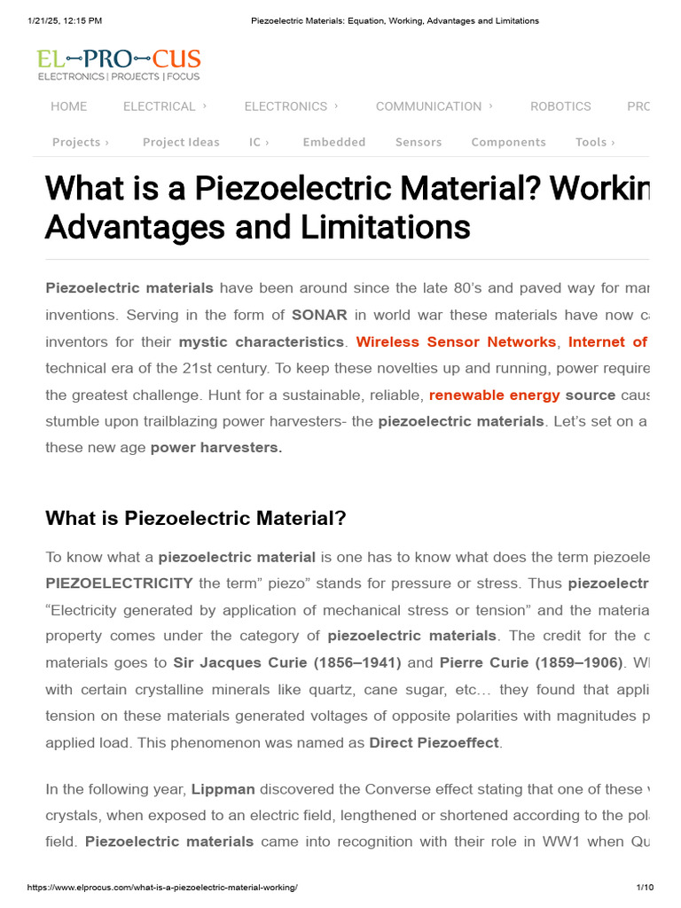 Piezoelectric Materials_ Equation, Working, Advantages and Limitations ...