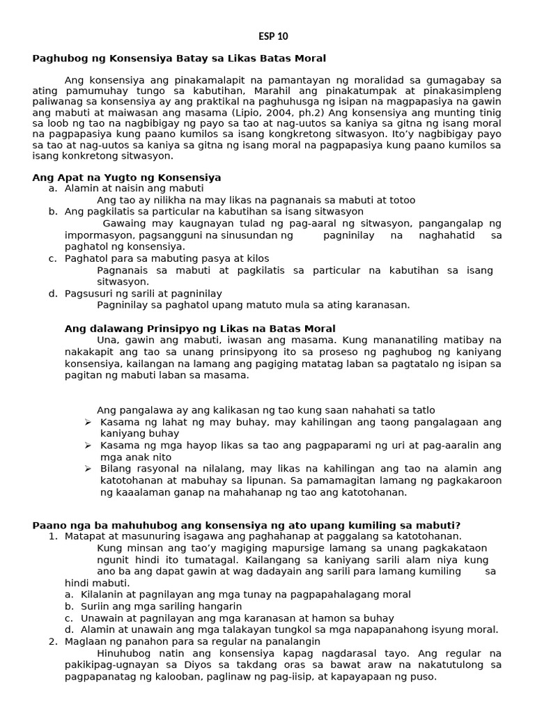 ESP 10 - Paghubog NG Konsensiya - Module | PDF