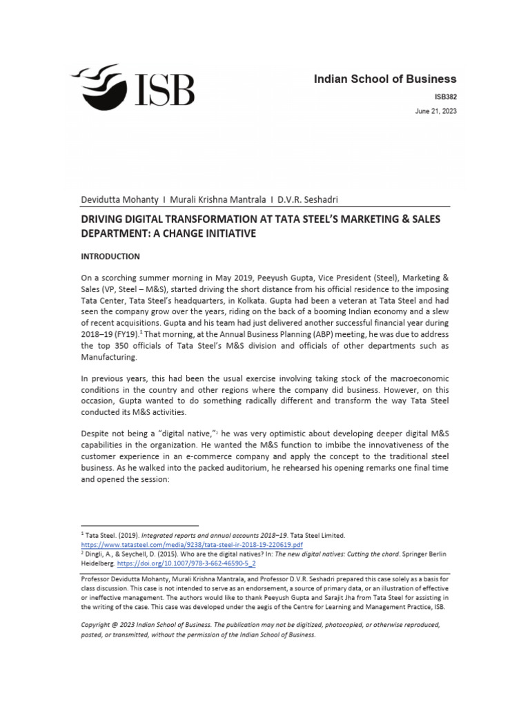 Digital Transformation in Tata Steel M&S | PDF | Software Development ...