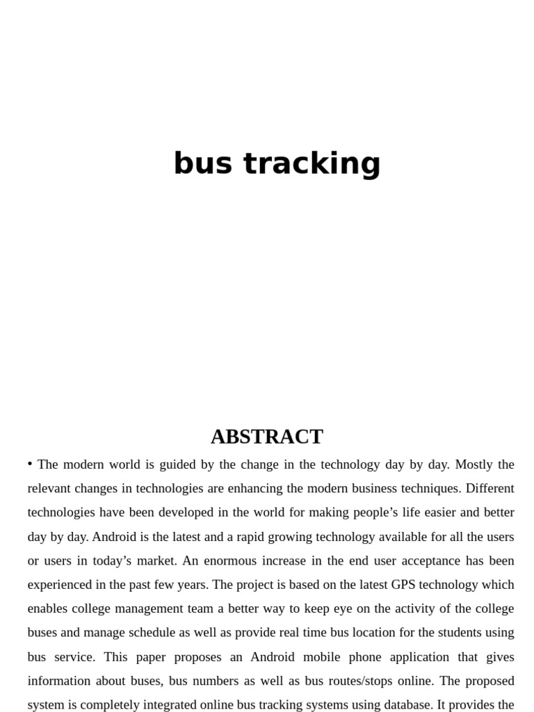College Bus Tracking Application | PDF | Android (Operating System) | Bus