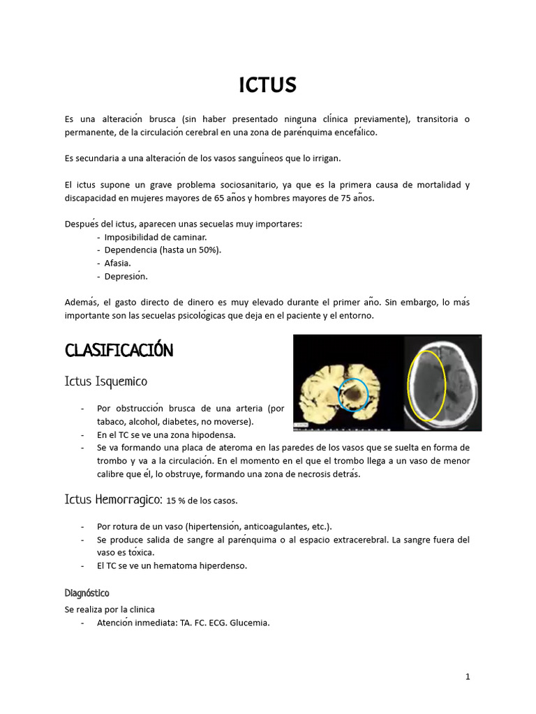 ICTUS | PDF | Carrera | Enfermedades vasculares