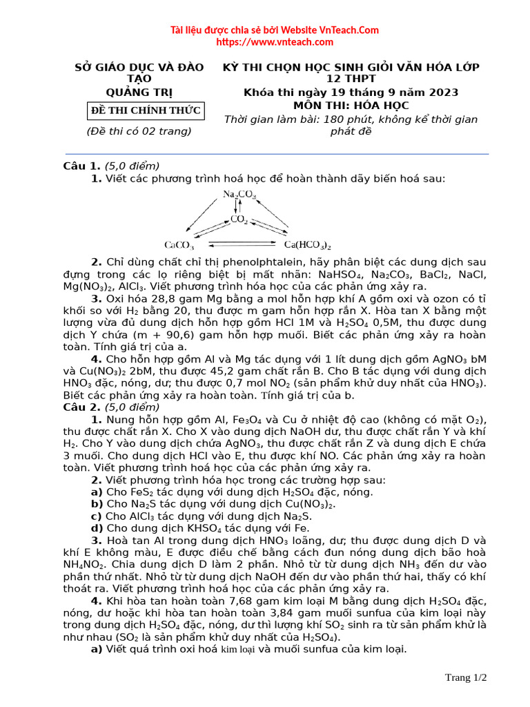 2023-2024 HSG 12 Quảng Trị - File Đề + HDC | PDF