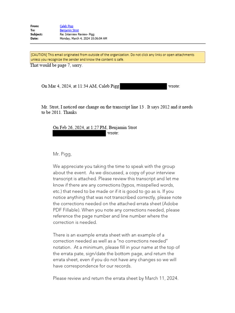 Re - Interview Review - Pigg - Redacted-Rel | PDF