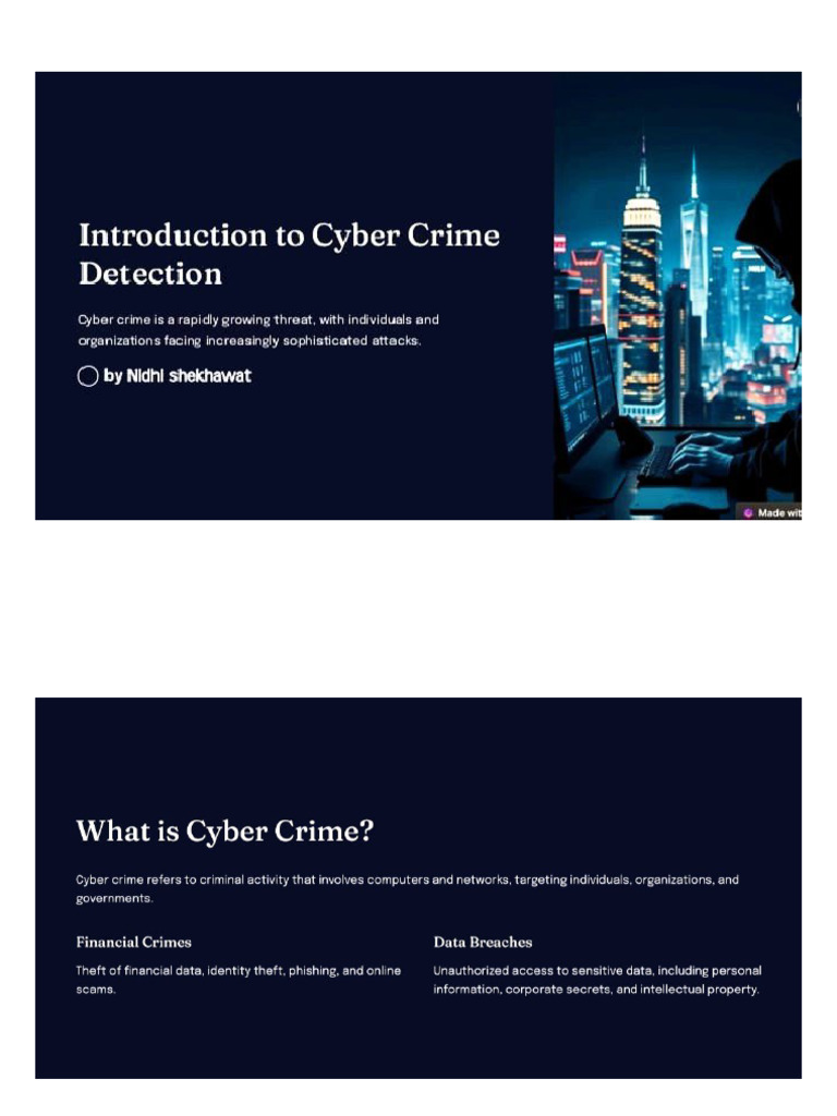 Presentation - On - Cyber - Crime - Analysis - and - Detection (1) .PDF Nidhi Shekhawat | PDF