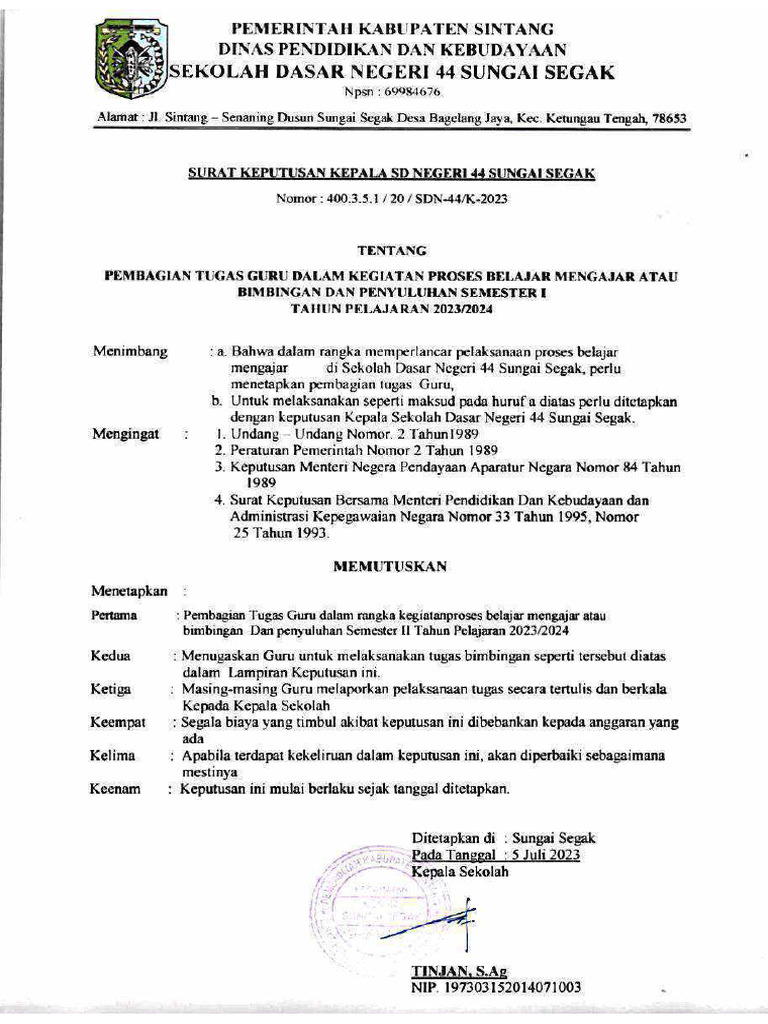 SK - Pembagian Tugas Luther - Fix - Compressed - Compressed-Dikompresi | PDF