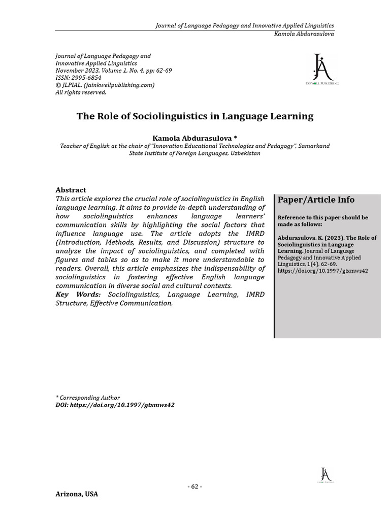 Sociolinguistics and Language Studies | PDF | Sociolinguistics | Second ...