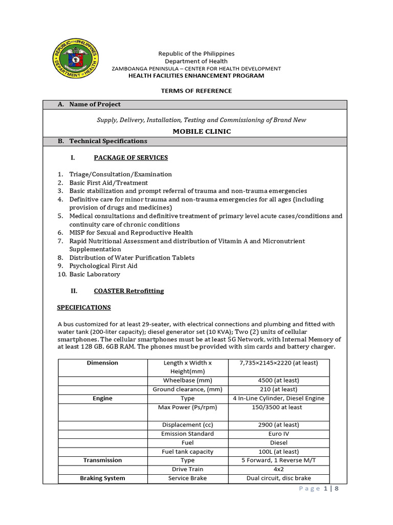 TOR Mobile Clinic Pagadian LGU | PDF | Brake | Electrocardiography